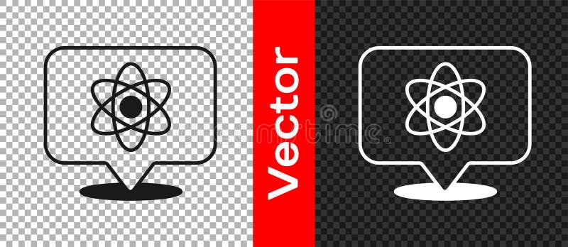 Black Atom Icon Isolated on Transparent Background. Symbol of Science ...