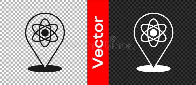Black Atom Icon Isolated on Transparent Background. Symbol of Science ...