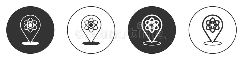 Black Atom Icon Isolated on White Background. Symbol of Science ...