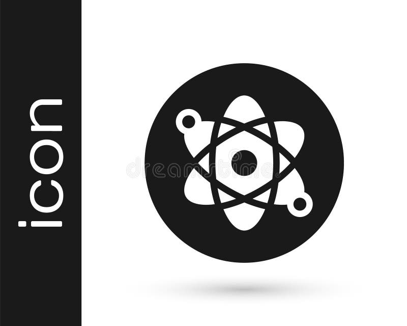Black Atom Icon Isolated on White Background. Symbol of Science ...
