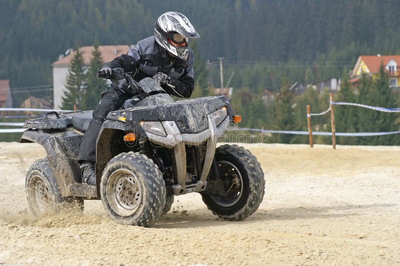 Black ATV turn stock image. Image of offroad, bike, driver - 1370999