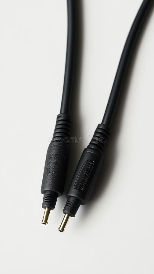 Black Audio Cables Connect Devices for Sound Transmission in a Vertical ...