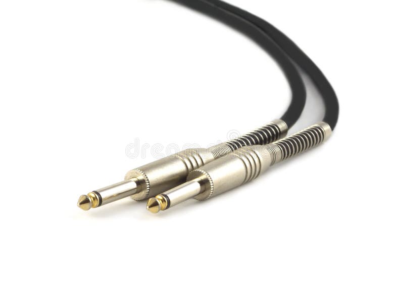 Black Audio Instrumental Cable Isolated on White Close Up Stock Image ...