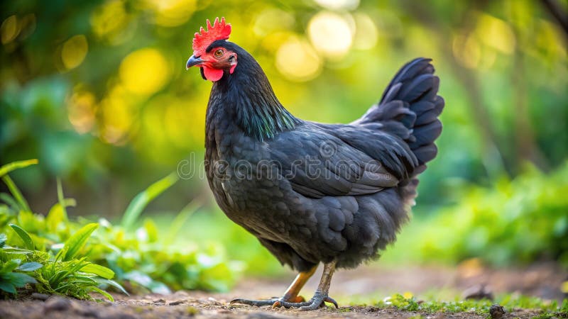 Black Australorp Chicken or Hen Full Body Realistic View Stock Photo ...