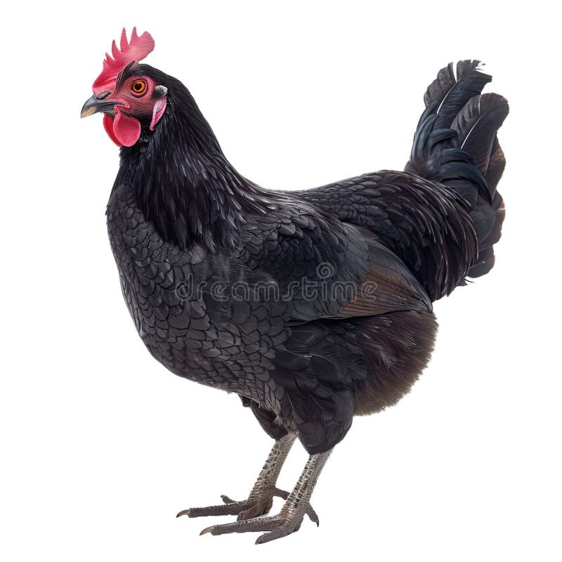 Black Australorp Chicken Standing on White Background Stock Image ...
