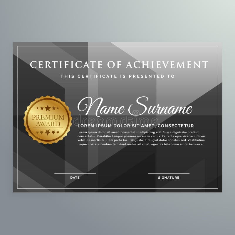Black Award Certificate Design Template Stock Vector - Illustration of ...
