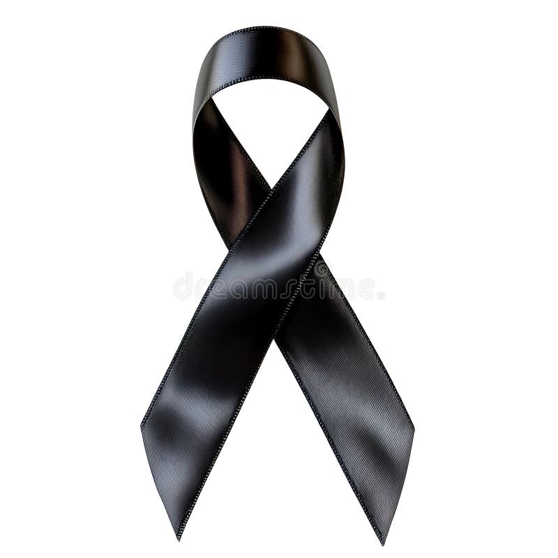 Black Awareness Ribbon Symbolizing Mourning and Support Stock ...