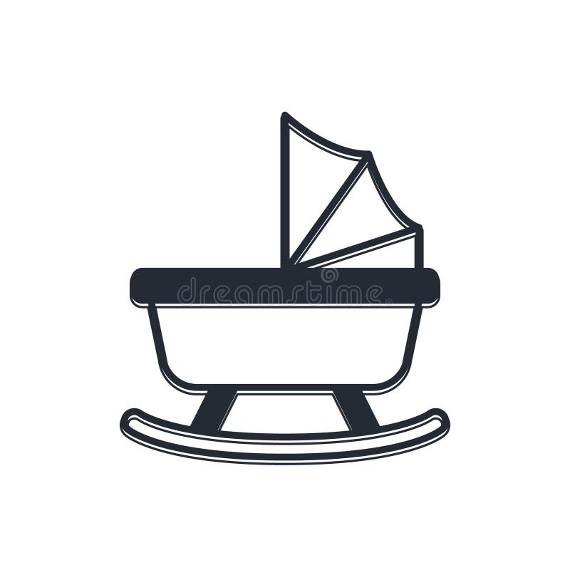 Black Baby Stroller Icon Isolated on White Background. Baby Carriage ...