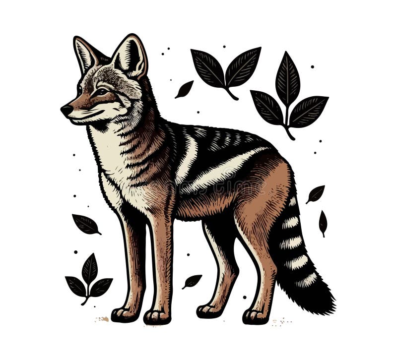 Black-backed Jackal Hand Drawn Vintage Vector Stock Vector ...