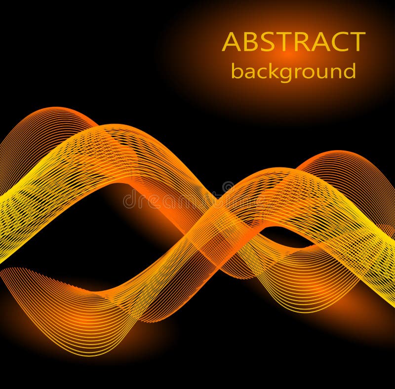 Black Background with Abstract Lines in the Form of Waves Stock Vector ...