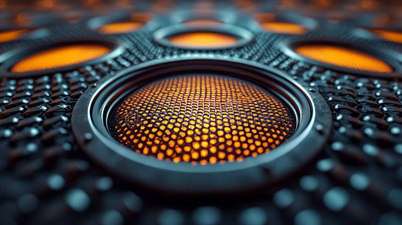 On a Black Background, an Abstract Tech Tunnel Made of Hexagonal Mesh ...