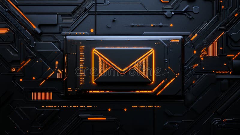 Black Background with an Abstract Technology Background and a Mail ...