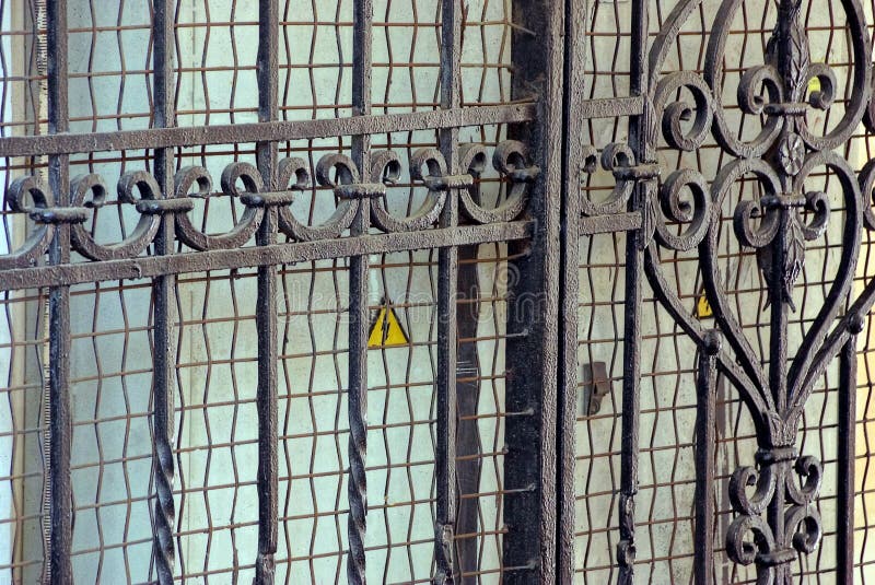 Black Metal Texture from a Grill of Rods with a Forged Pattern on the ...