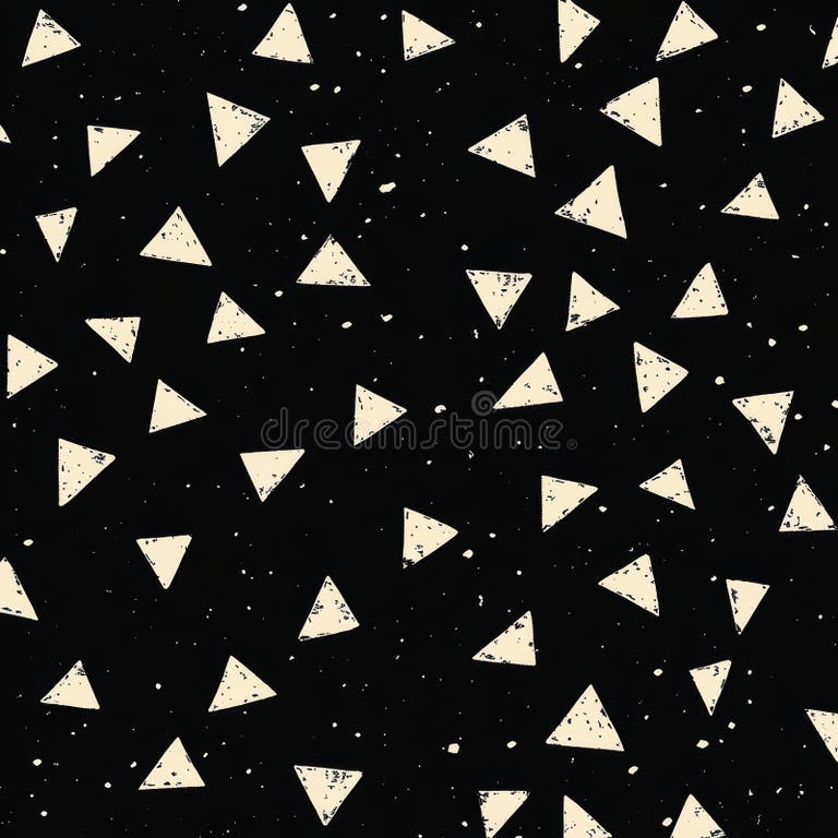 Black Background with Beige Triangles and Grunge Texture Pattern Stock Illustration ...
