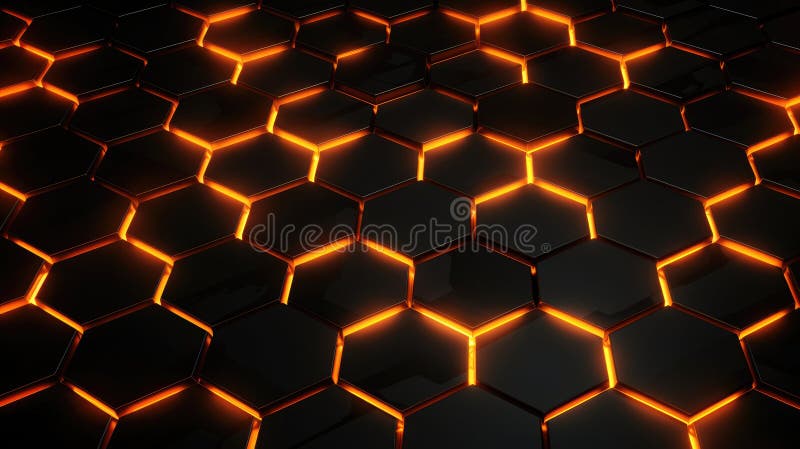 Black Background with Blue Neon Hexagon Grid. Glowing Hex Background ...
