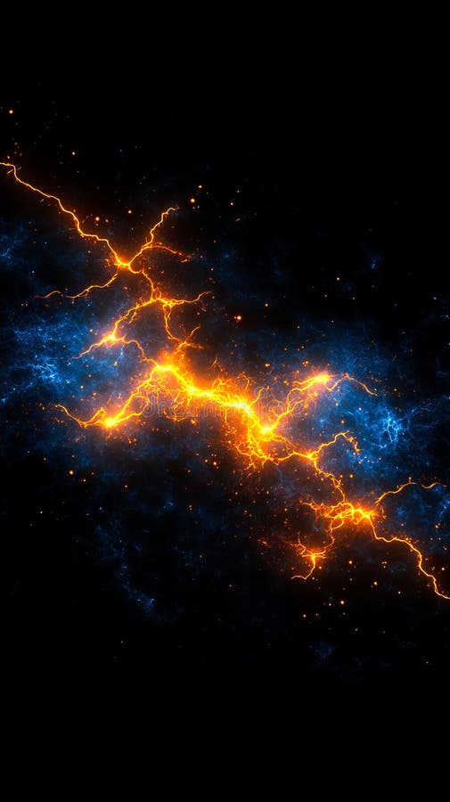 A Black Background with a Blue and Yellow Lightning Bolt Stock Image ...