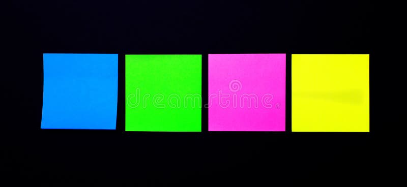 On a Black Background, Bright Self-adhesive Stickers for Notes. Place ...