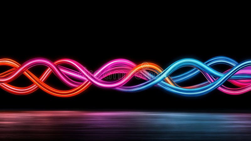 A Black Background with a Colorful Light Painting of a Wave Stock Photo ...