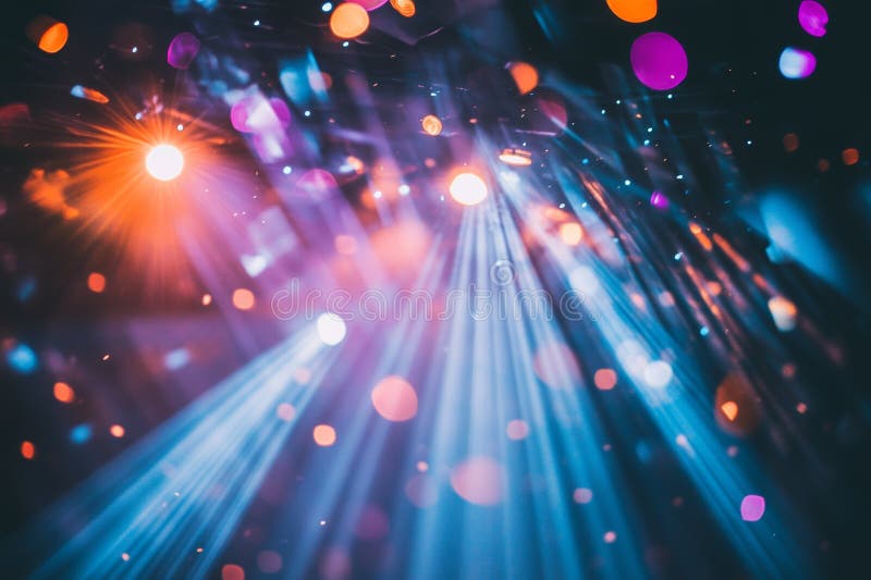Black Background with Colorful Lights, Light Beams, Blurry Sparkling in ...