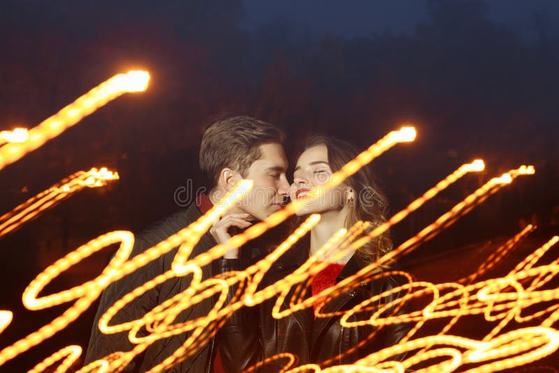 Black Background, Couple Dancing in the Lights of Light, Dance of Light ...