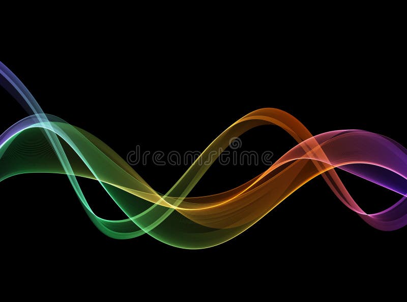 Black Background with a Curved Bright Wave. Color Wave Flow. Stock ...