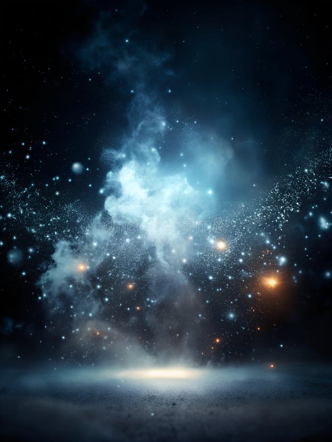 Black Background with Enveloping Fog and Sparkling Particles Creating a ...
