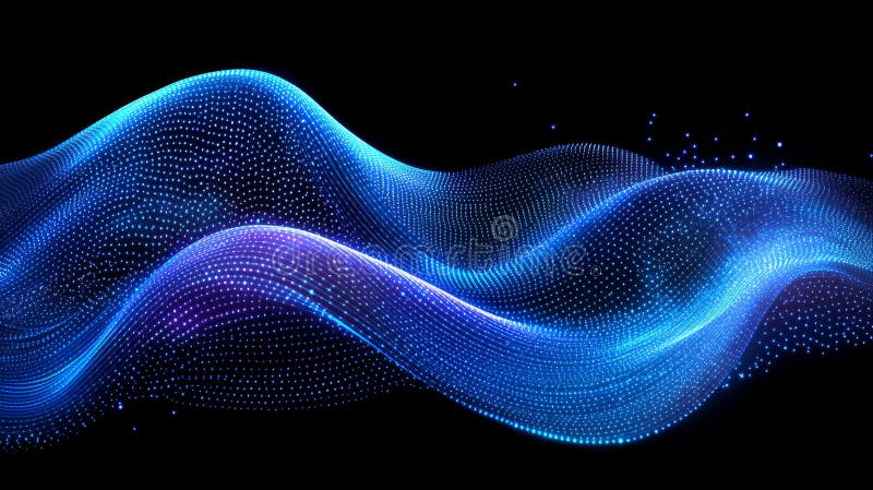 A Black Background Features a Blue Light Trail with Glowing Particles ...