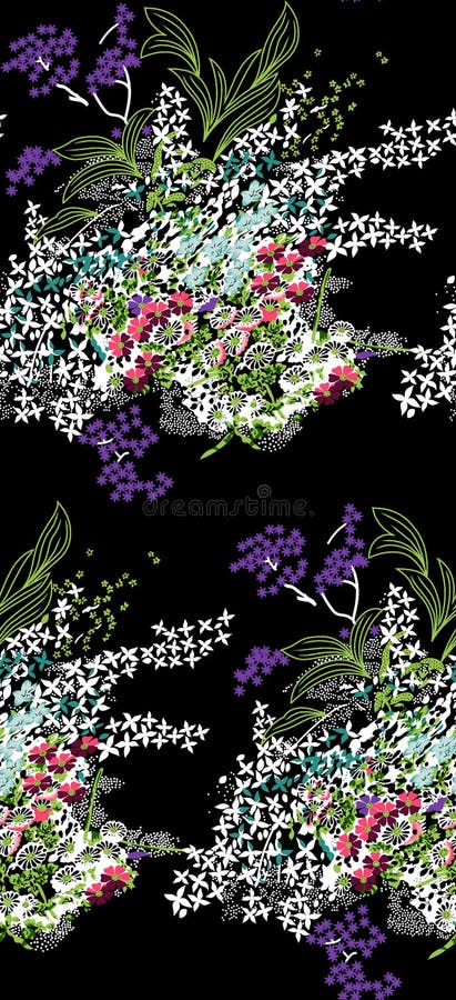 Black Background Floral Design Stock Illustration - Illustration of ...