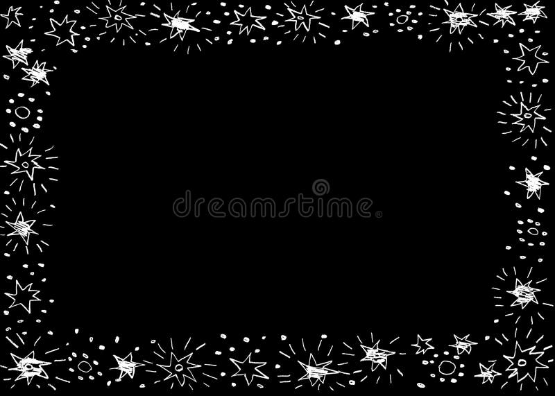 On a Black Background, a Frame of White Stars Stock Illustration ...