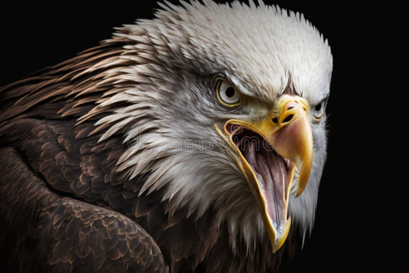 Angry North American Bald Eagle Black Background Stock Illustrations ...