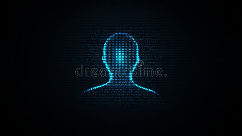 Black Background with Futuristic Blue Dots Forming a User Profile Icon ...