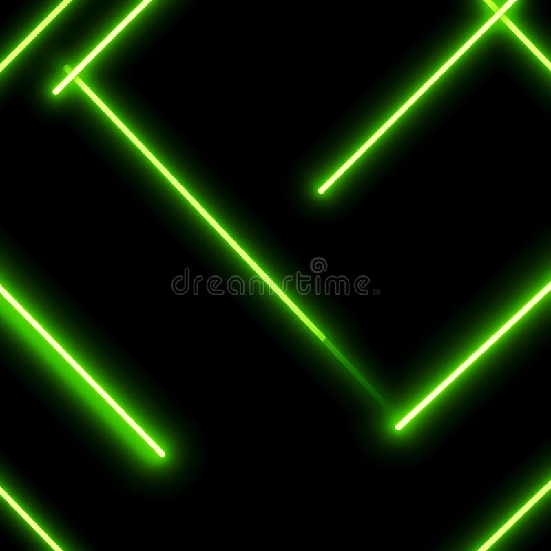 A Black Background with Glowing Green Neon Lines and Shapes Stock ...