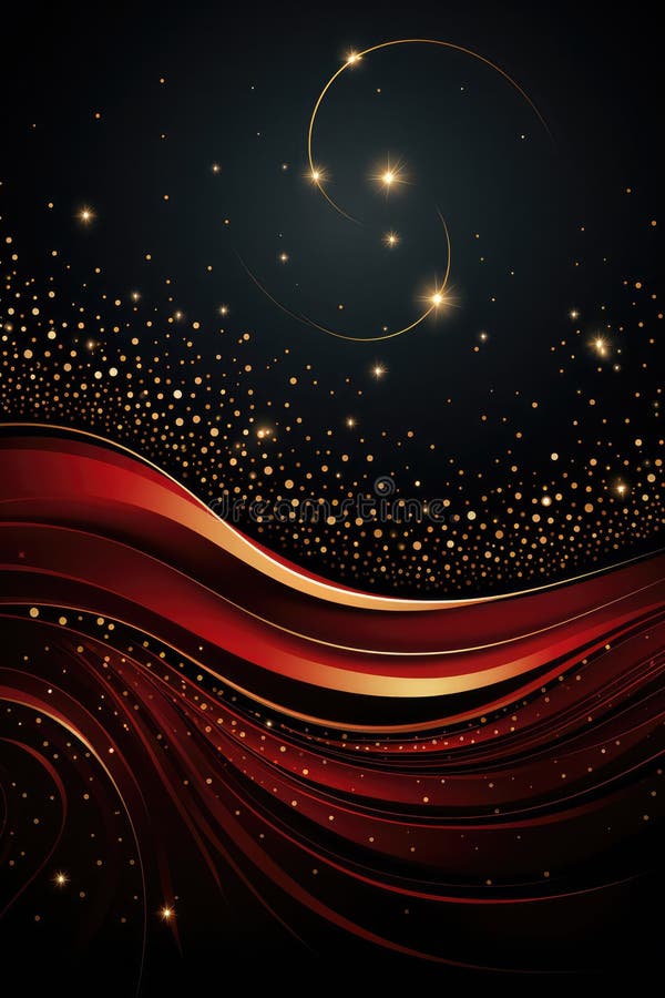 A Black Background with Gold Stars and Waves Stock Illustration ...