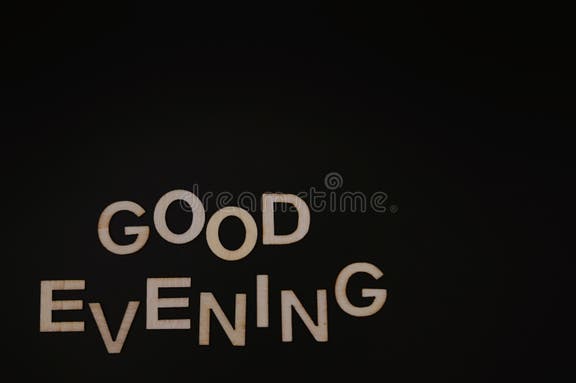 Black Background with Good Evening Write Stock Image - Image of number ...