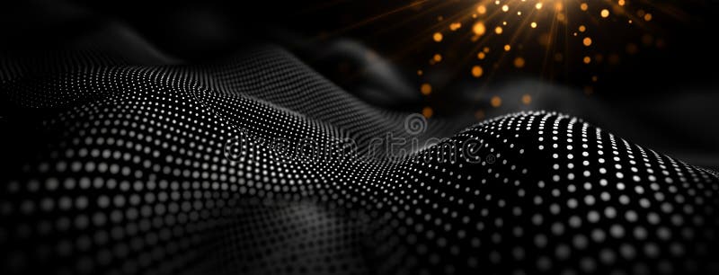 Black Background with Gradient of Grey Dots Creating Wave Effect ...