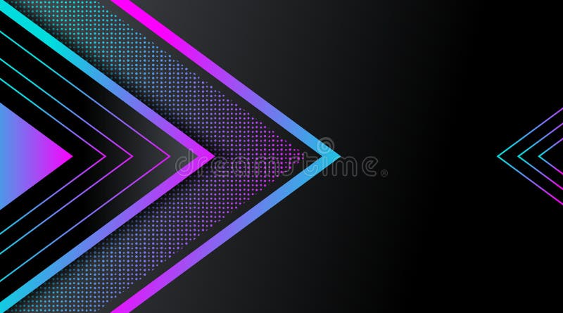 Black Background with Gradient Neon Glitter Geometric Shape Stock ...