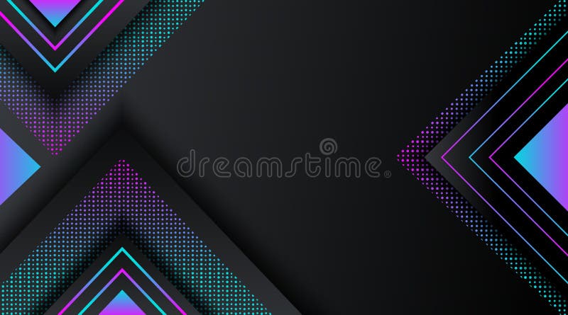 Black Background with Gradient Neon Glitter Geometric Shape Stock ...