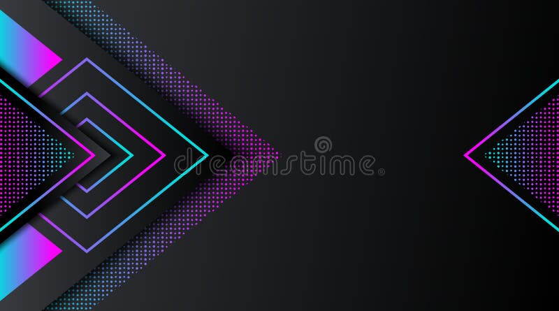 Black Background with Gradient Neon Glitter Geometric Shape Stock ...