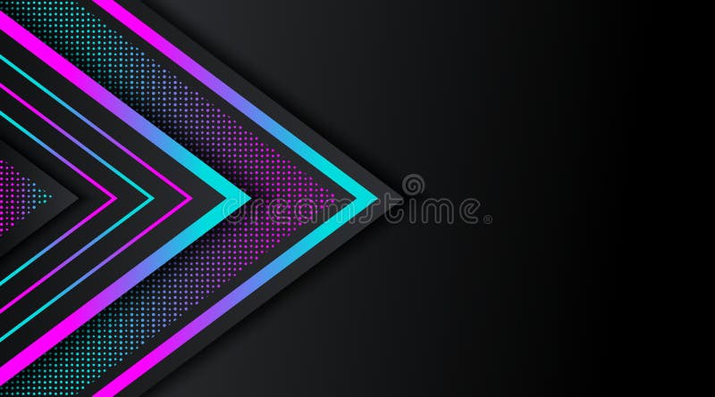 Black Background with Gradient Neon Glitter Geometric Shape Stock ...