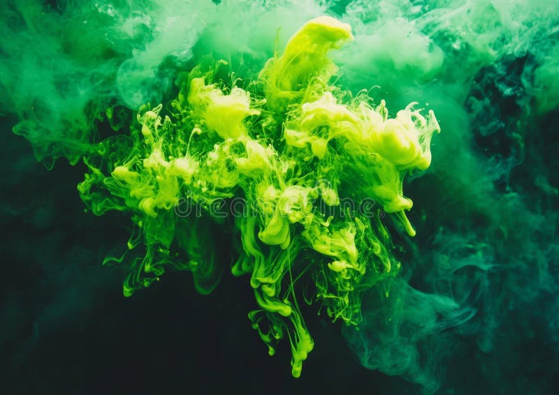 Black Background with Green Abstract Ink Explosion Stock Illustration ...