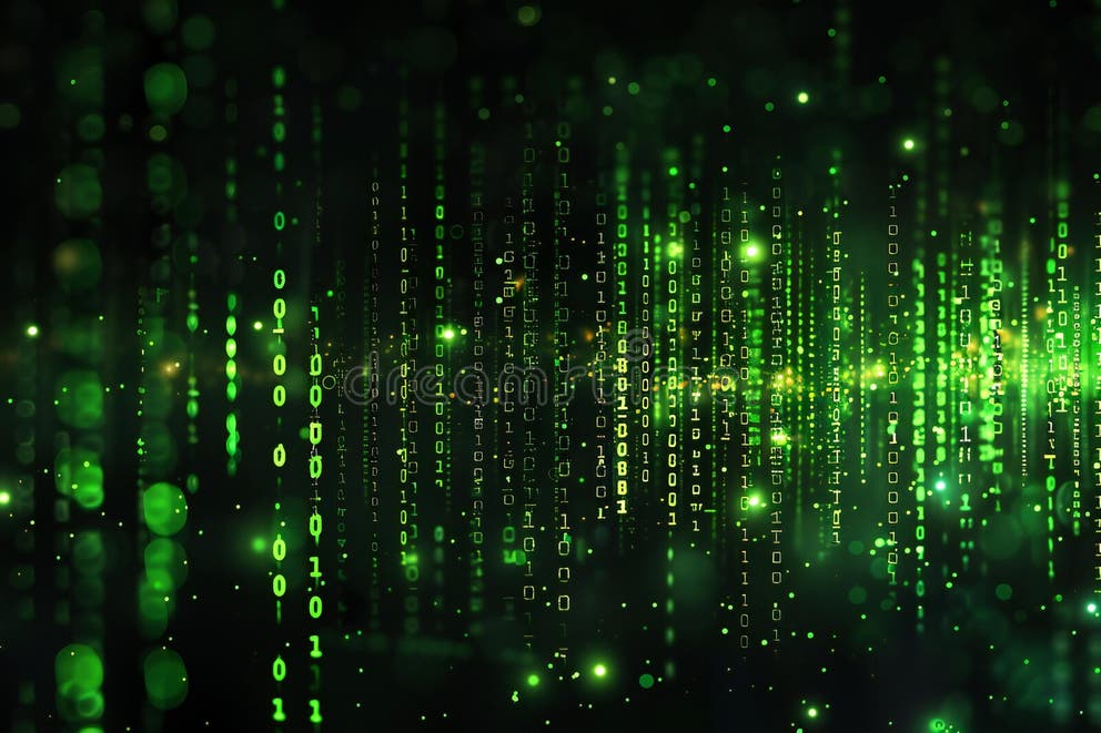 Black Background with Green Matrix Code. the Texture of the Binary ...