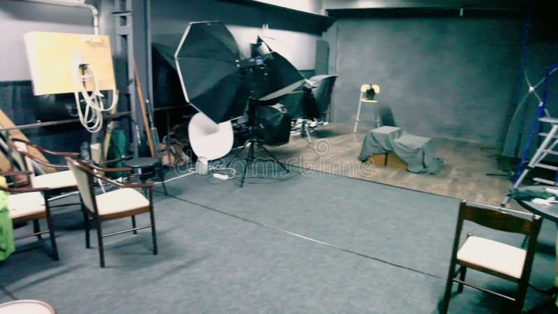 Black Background Inside Studio Light Room with Stock Video - Video of ...
