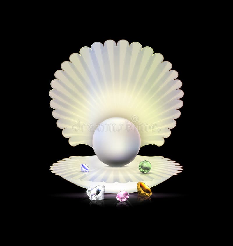 Jewel Colored Crystal and Shell Stock Vector - Illustration of crystal ...