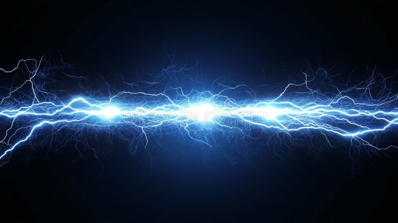 On a Black Background, Lighting and Electric Currents are Seen in the ...