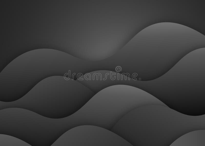 Black Background with Line Curve Design. Abstract Landscape with Waves ...