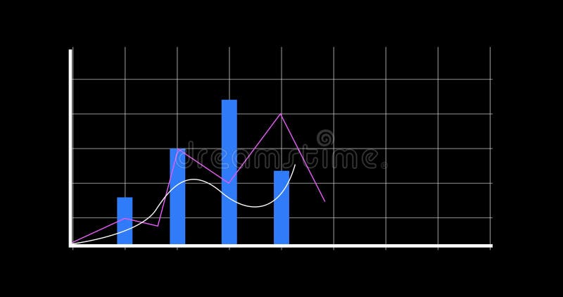 Black Background, Lines and Growth of Finance with Bar Graph for Supply ...