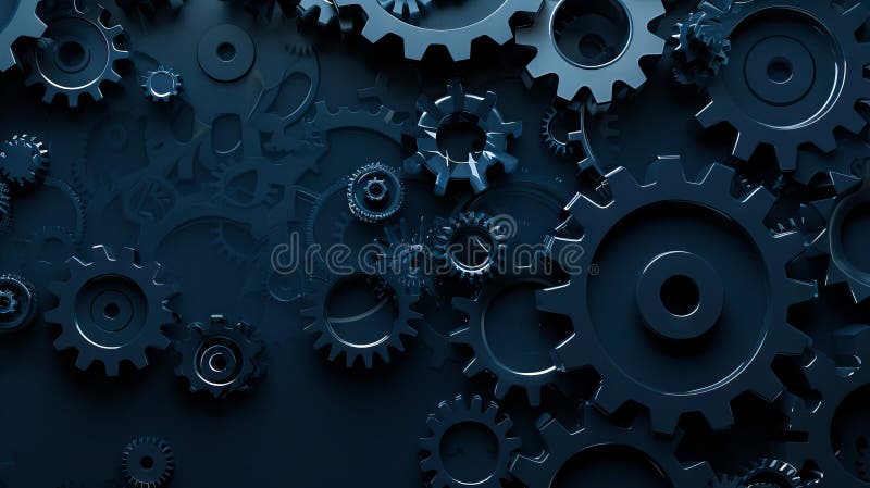 A Black Background with Many Gears and Cogs Stock Image - Image of ...