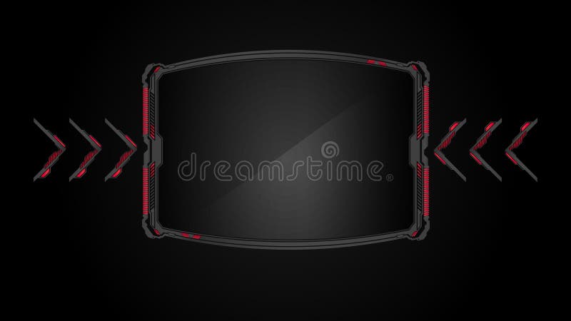 Black Background of Metallic Red Display Futuristic Sci Fi Hud Square ...