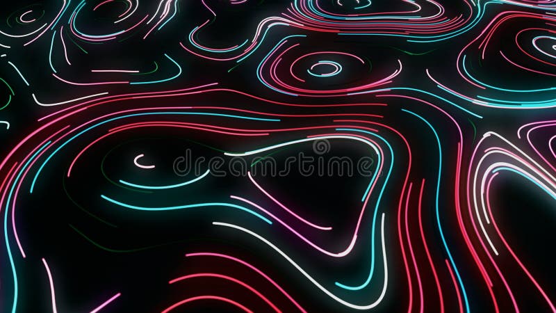 Black Background. Motion. Bright Multicolored Lines Shine and Stretch ...