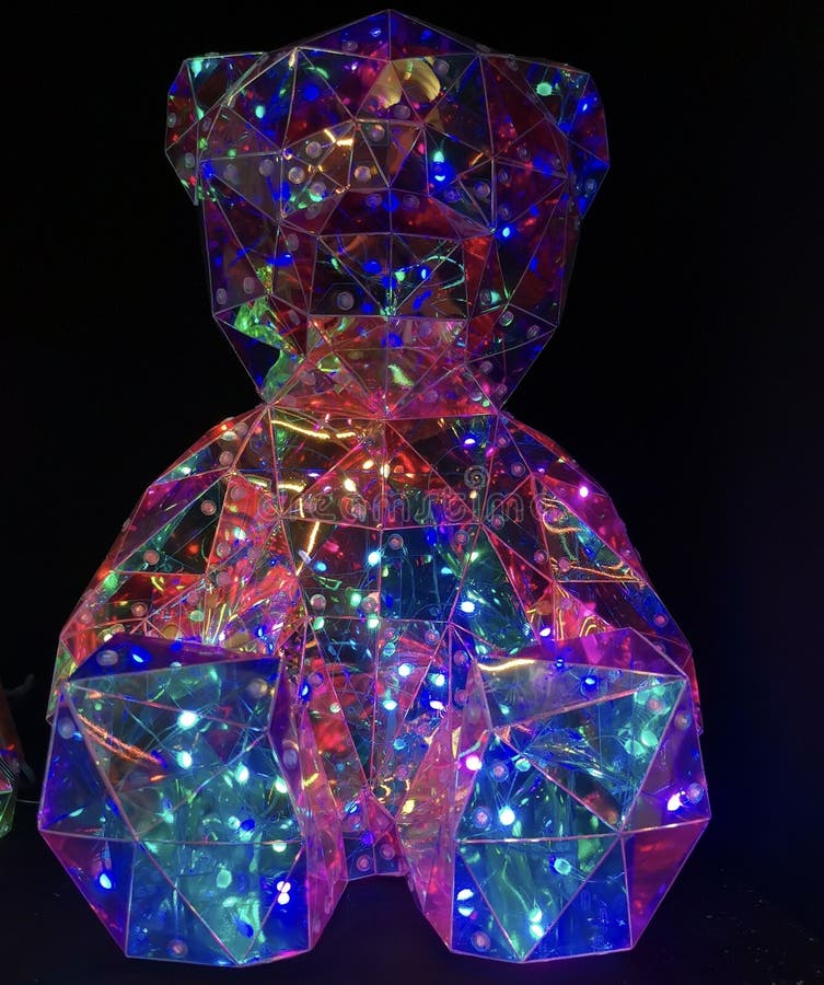 On a Black Background, a Multi-colored Bear Made of Plastic, Made in ...